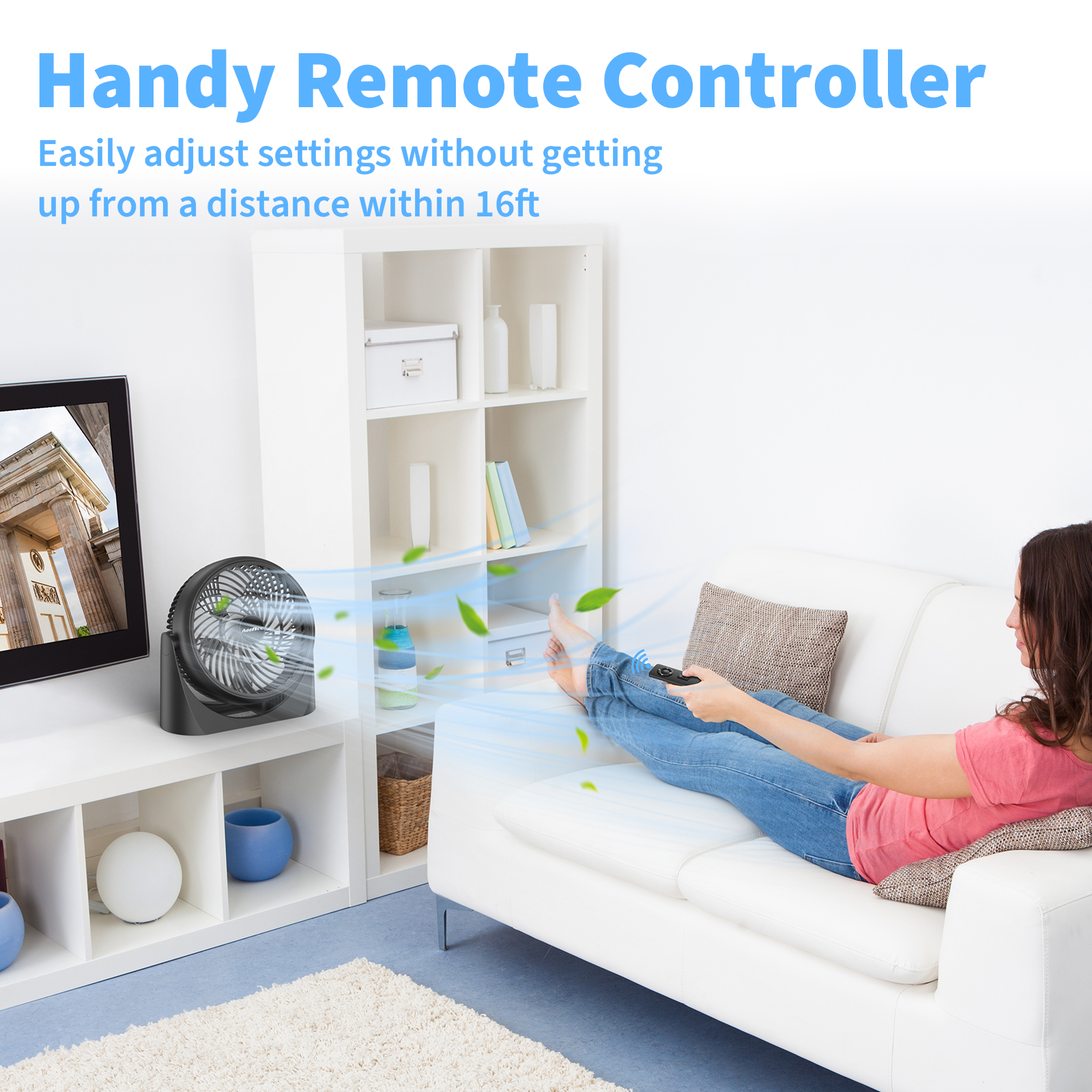 AddAcc- 8 inch Table Fan with Remote, USB Powered Desk Fan with RGB ...